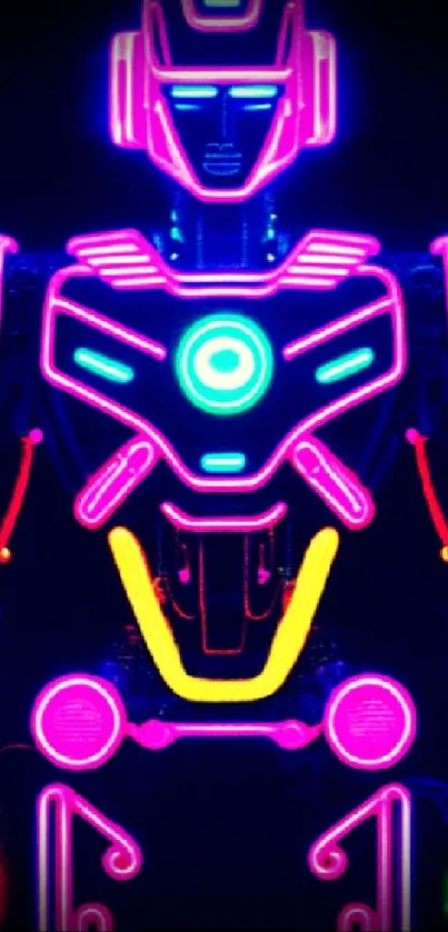 Vibrant Neon Robot Wallpaper - free download