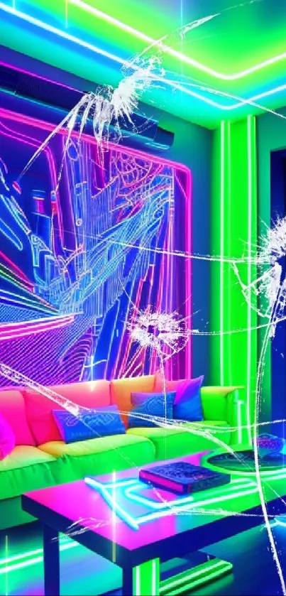 Vibrant Neon Room Design - free download
