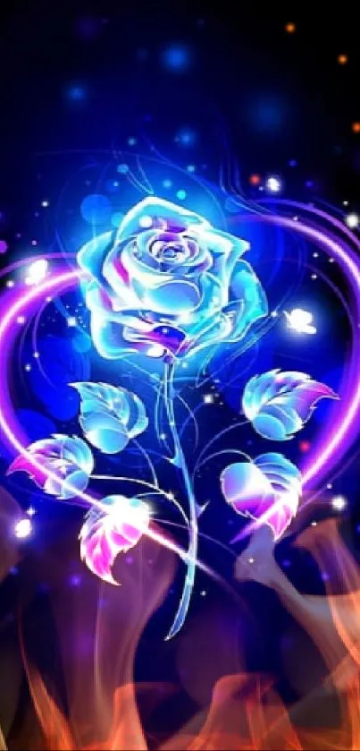 Vibrant Neon Rose Wallpaper - free download