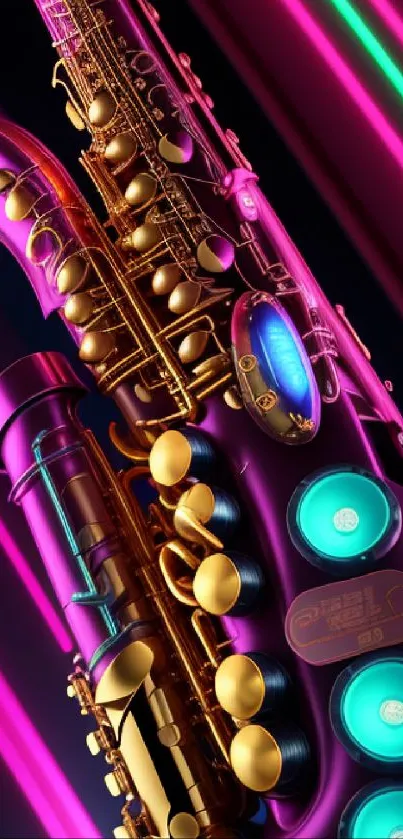 Vibrant Neon Saxophone Art - free download