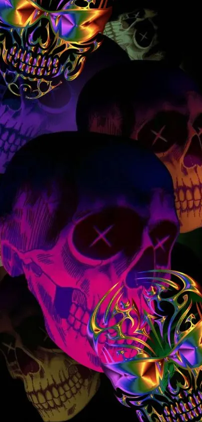 Vibrant Neon Skull Art - free download