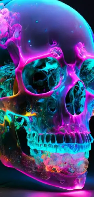 Vibrant Neon Skull Art Wallpaper - free download