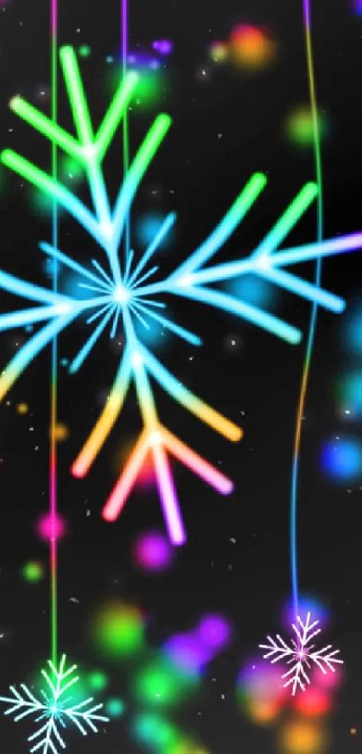 Vibrant Neon Snowflake Wallpaper - free download