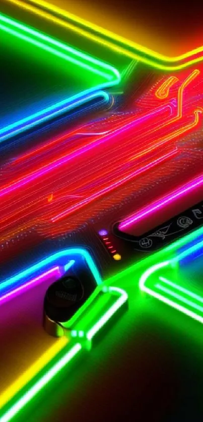 Vibrant Neon Tech Wallpaper - free download