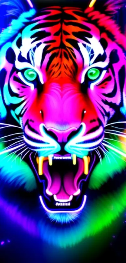 Vibrant Neon Tiger Art - free download