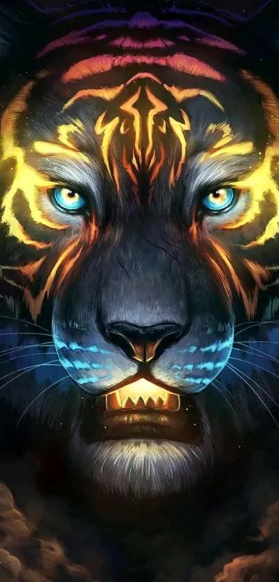 Vibrant Neon Tiger Wallpaper - free download