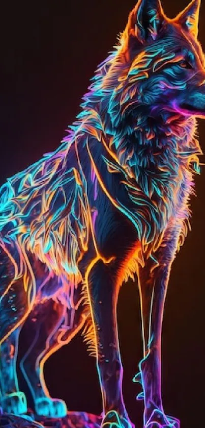 Vibrant Neon Wolf Art - free download