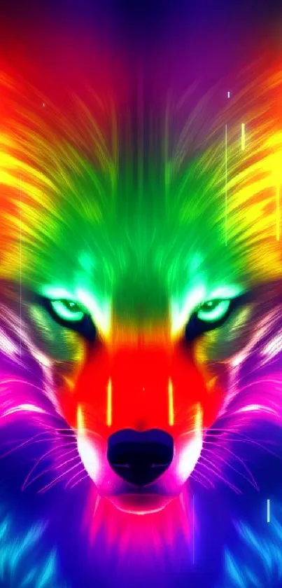 Vibrant Neon Wolf Wallpaper - free download