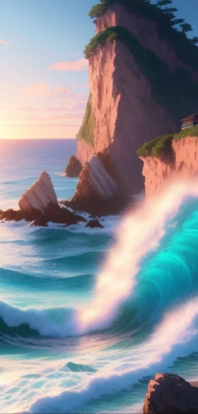 Vibrant Ocean Cliff Scene - free download