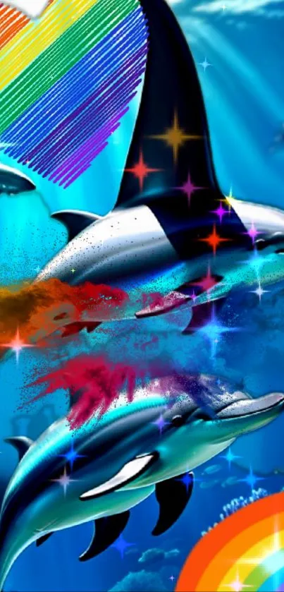 Vibrant Ocean Dolphins Art - free download