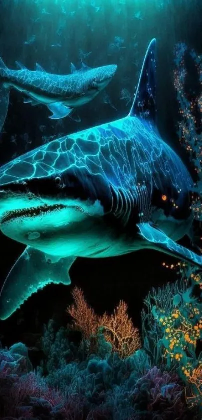 Vibrant Ocean Shark Scene - free download