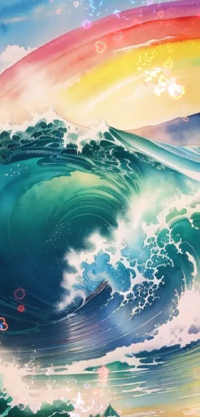 Vibrant Ocean Wave Art Wallpaper - free download
