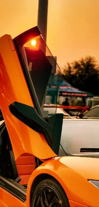 Vibrant Orange Sports Car Wallpaper - free download