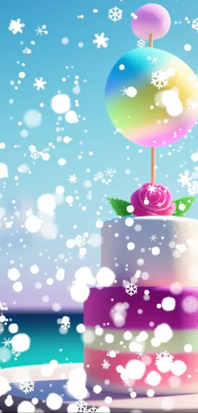 Vibrant Pastel Beach Cake Wallpaper - free download