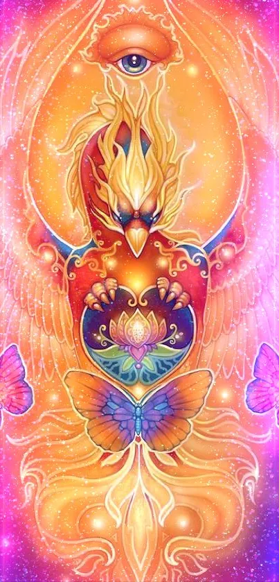 Vibrant Phoenix and Butterflies Art - free download