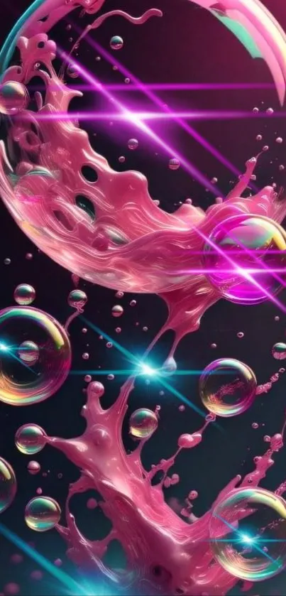 Vibrant Pink Liquid Bubble Art - free download