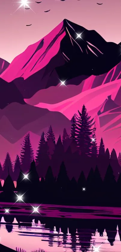 Vibrant Pink Mountain Landscape - free download