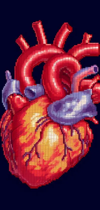 Vibrant Pixel Art Heart - free download