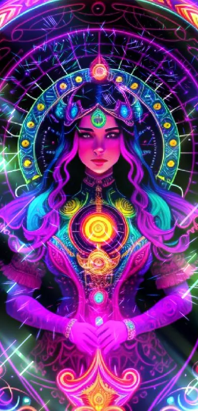 Vibrant Psychedelic Goddess Wallpaper - free download
