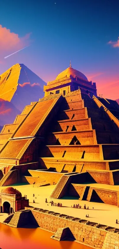 Vibrant Pyramid Landscape Wallpaper - free download