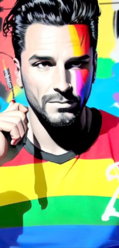 Vibrant Rainbow Art Portrait Wallpaper - free download