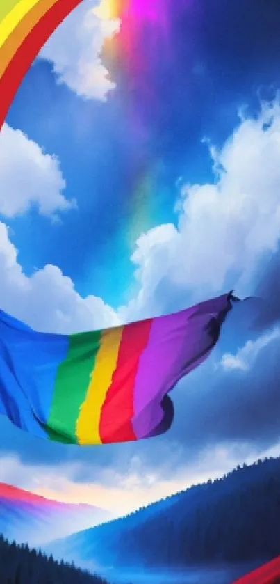 Vibrant Rainbow Flag Landscape - free download