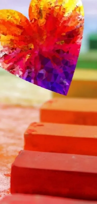 Vibrant Rainbow Heart Art - free download