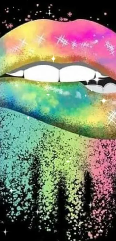 Vibrant Rainbow Lips Wallpaper - free download