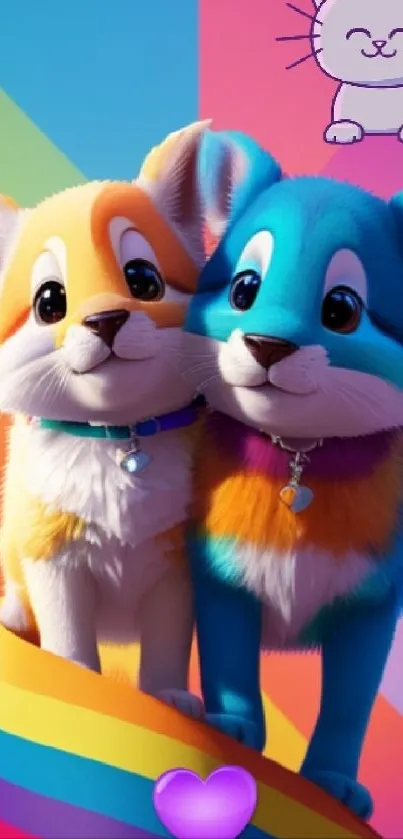 Vibrant Rainbow Pet Pals Wallpaper - free download