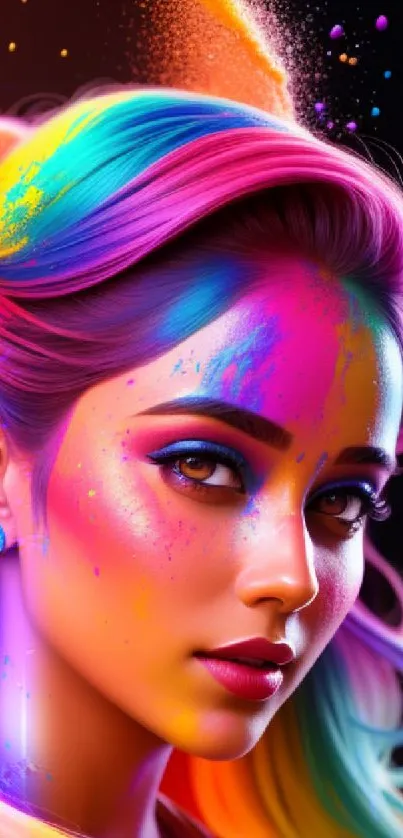 Vibrant Rainbow Portrait Art - free download