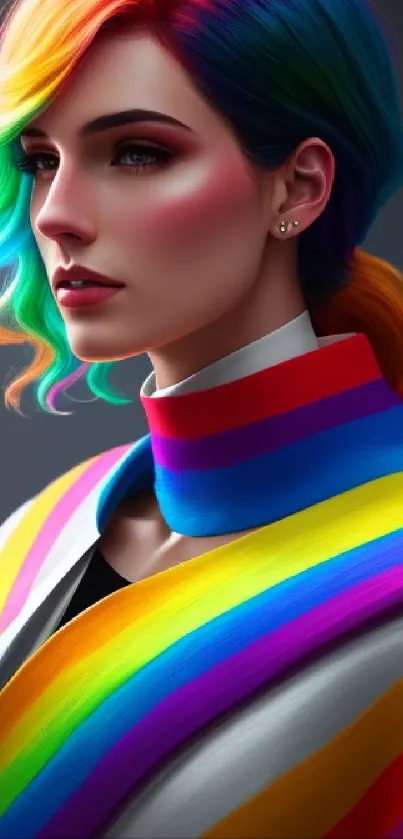 Vibrant Rainbow Portrait Art - free download