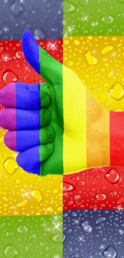 Vibrant Rainbow Thumbs Up Wallpaper - free download