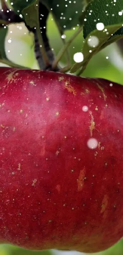 Vibrant Red Apple on Tree - free download