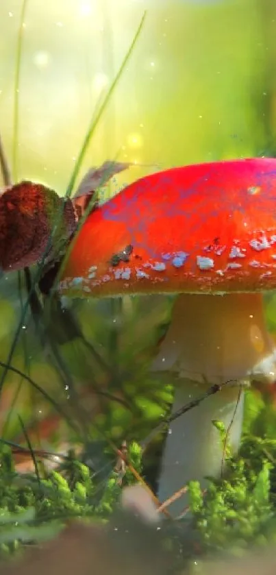 Vibrant Red Mushroom Wallpaper - free download