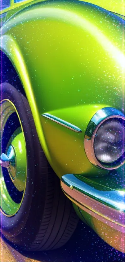 Vibrant Retro Green Car Art - free download