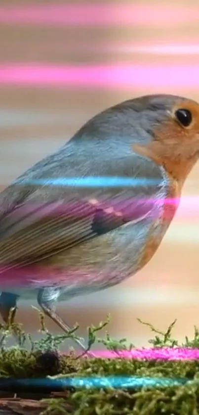 Vibrant Robin with Neon Effects - free download