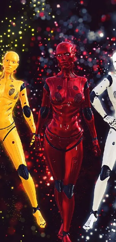 Vibrant Robot Trio Wallpaper - free download