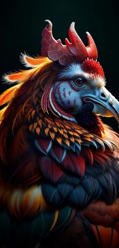 Vibrant Rooster Art Wallpaper - free download