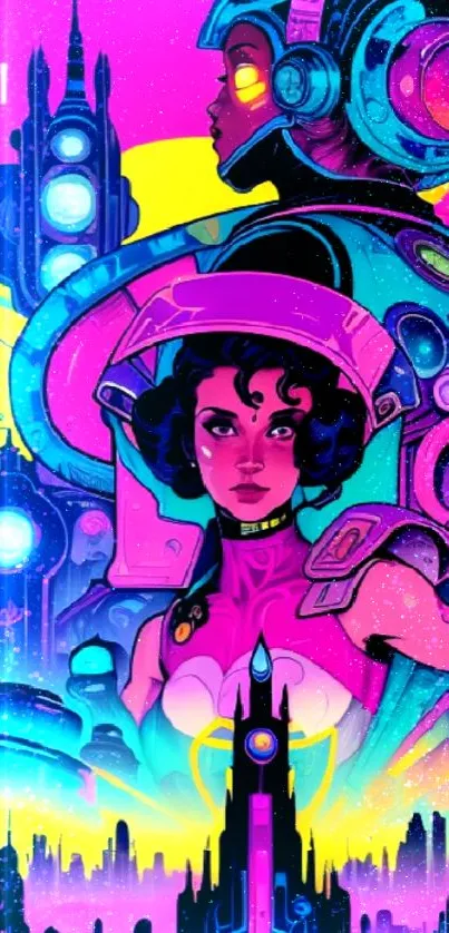 Vibrant Sci-Fi Neon Art Wallpaper - free download