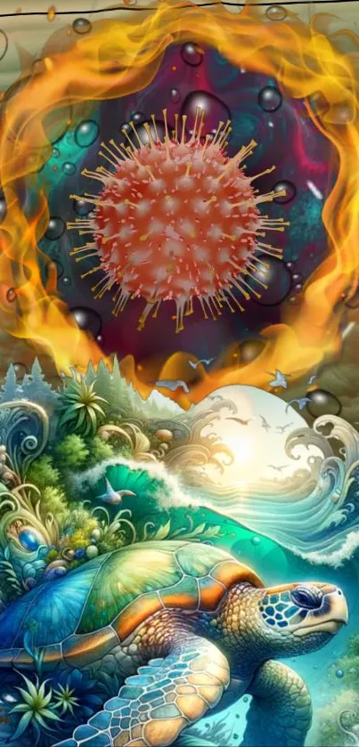 Vibrant Sea Turtle Art - free download