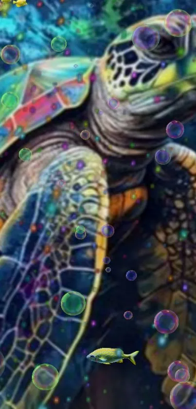 Vibrant Sea Turtle Art Wallpaper - free download