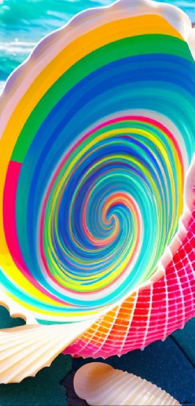 Vibrant Seashell Art Wallpaper - free download