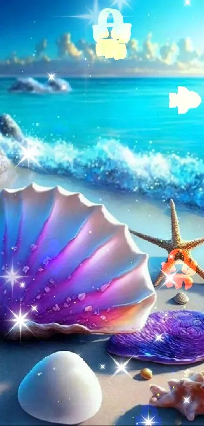 Vibrant Seashell Beach Scene - free download