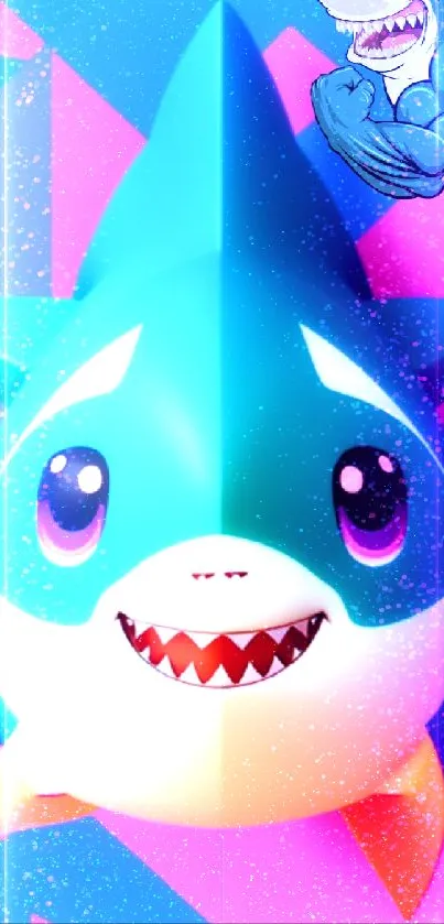 Vibrant Shark Cartoon Wallpaper - free download