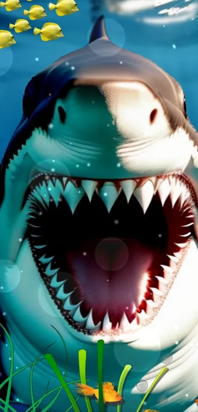 Vibrant Shark Ocean Wallpaper - free download