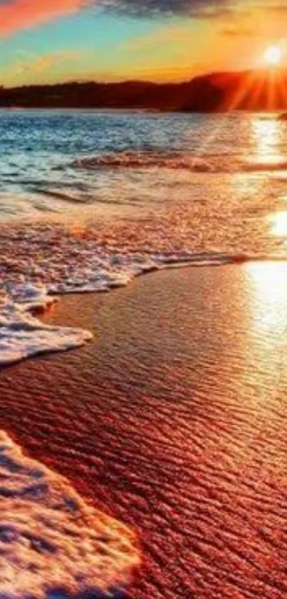 Vibrant Sunset Beach Wallpaper - free download