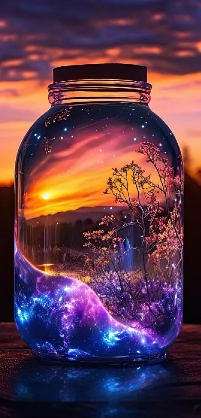 Vibrant Sunset in a Jar - free download