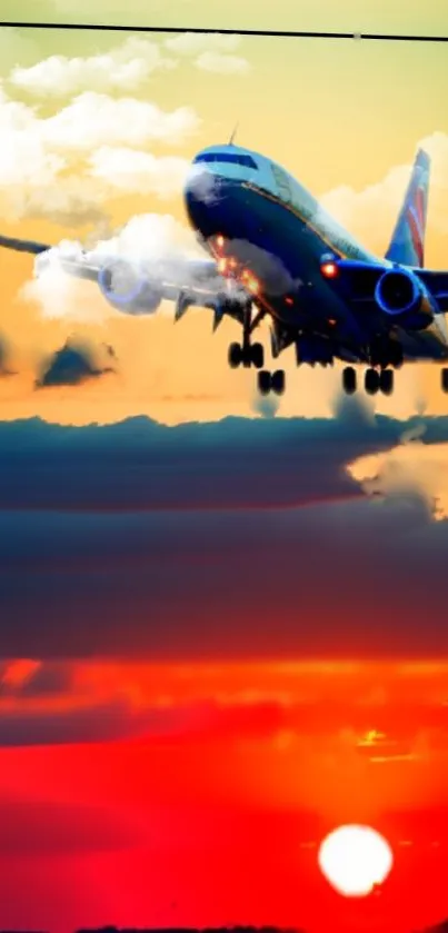 Vibrant Sunset Plane Wallpaper - free download