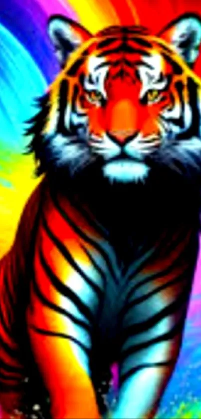 Vibrant Tiger Rainbow Art - free download