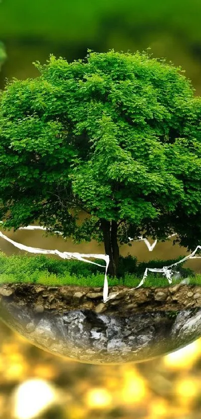 Vibrant Tree in Floating Sphere - free download